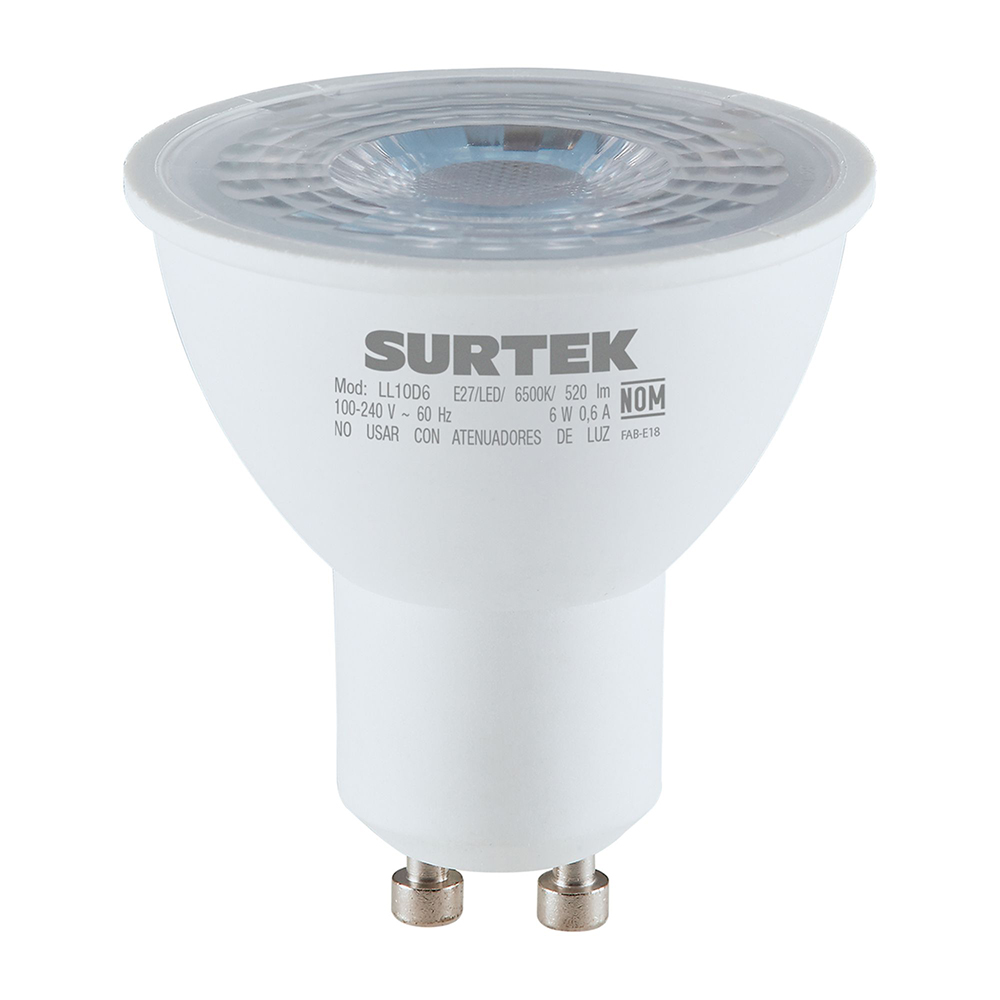 LL10C6 Lámpara de LED tipo GU10, 6 W luz cálida Surtek - Tienda Urrea